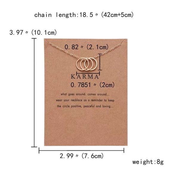 Jewelry | Golden Toned Karma Triple Rings Card Necklace | Poshmark